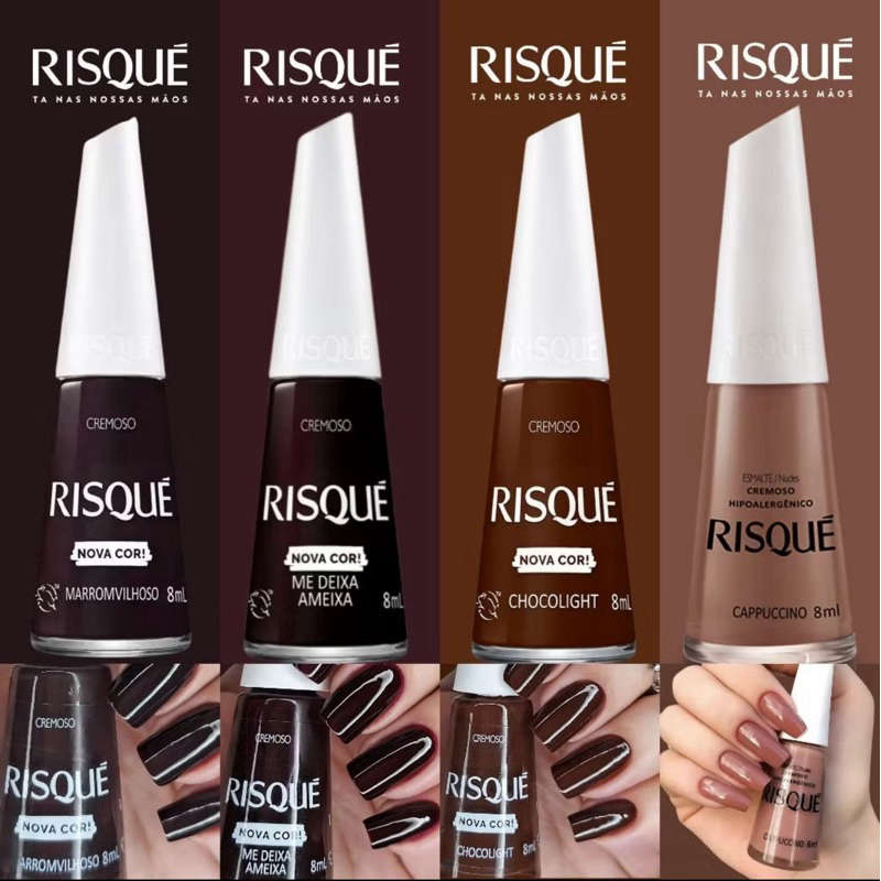 Kit 4 Esmalte Risque Marromvilhoso , Me deixa Ameixa, Chocolight e ...