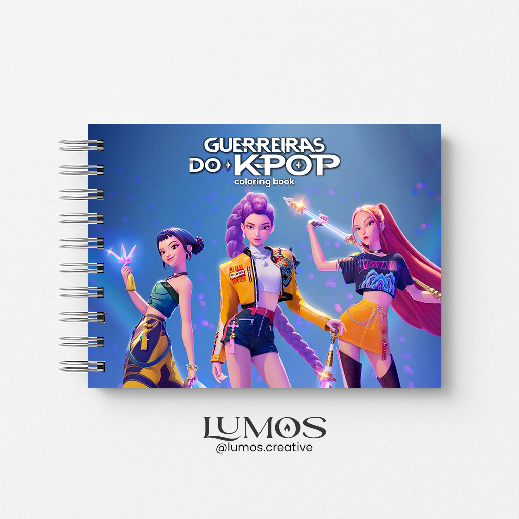 Huntrix Guerreiras do KPOP Livro de Colorir Lumos Capa Dura Folhas Grossas Tam A5 Kpop Demon ...