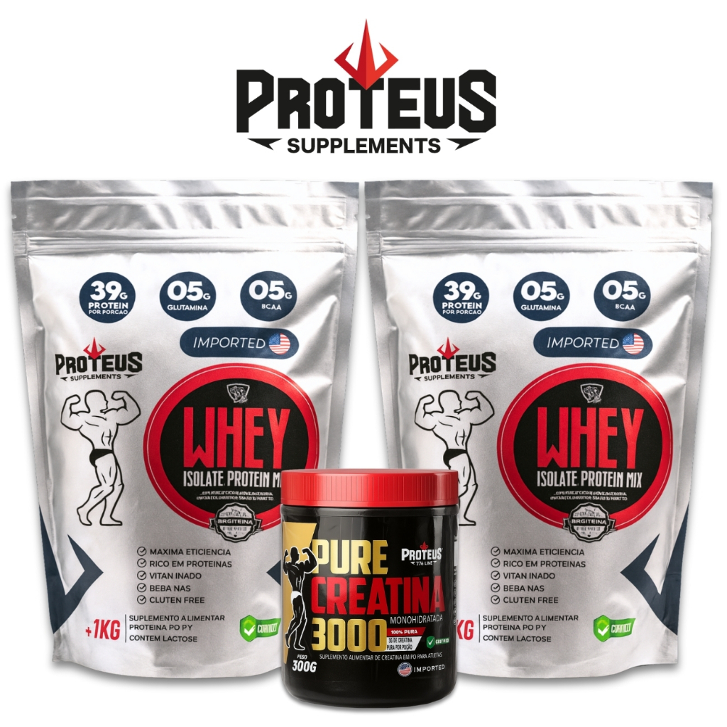 Whey Protein Isolate Protein 2kg + Pure Creatina 100 - Kit Suplemento ...