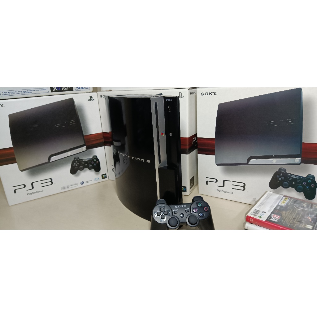 Sony Console Playstation 3 FAT PS3 130 Games 500GB + 2 controle usado ...
