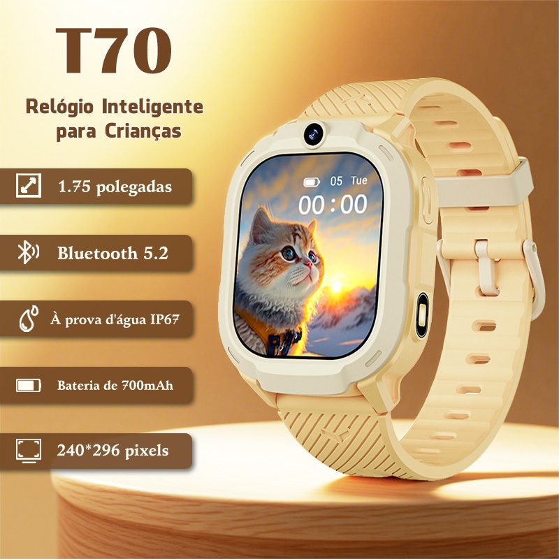 SIM Smartwatch Infantil T70 Relógio Inteligente para Crianças LBS+GPS ...