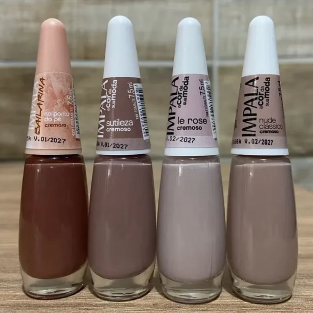 Kit 4 Esmaltes Impala Tons de Nude Bege Marrom Claro Coleção de Inverno ...