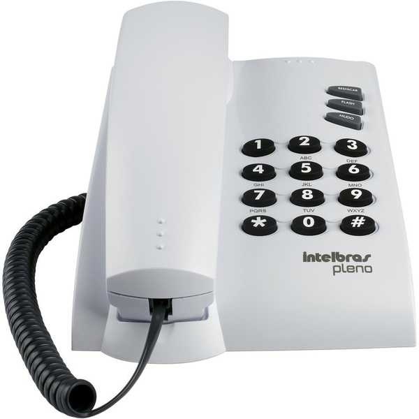 Telefone Fixo com Fio PLENO Branco – Mesa ou Parede – Função Flash e ...