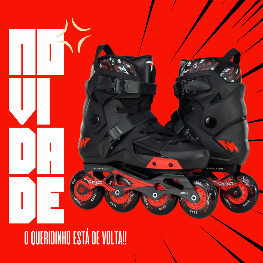 Patins Lançamento Inline Traxart Revolt Preto Hardboot Profissional ...