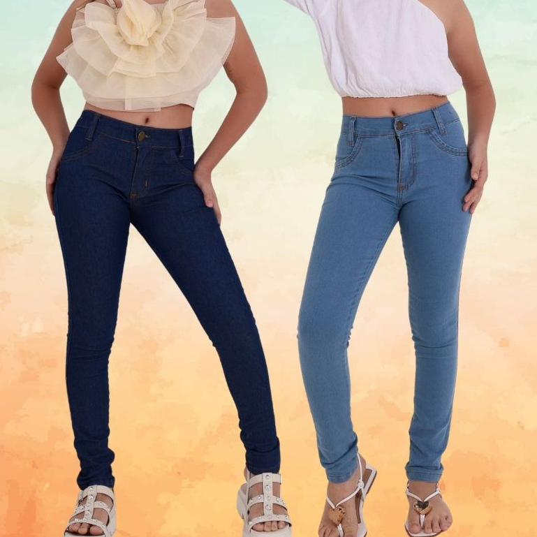 Calça skinny infantil feminina jeans com lycra feminina cotom elastano ...