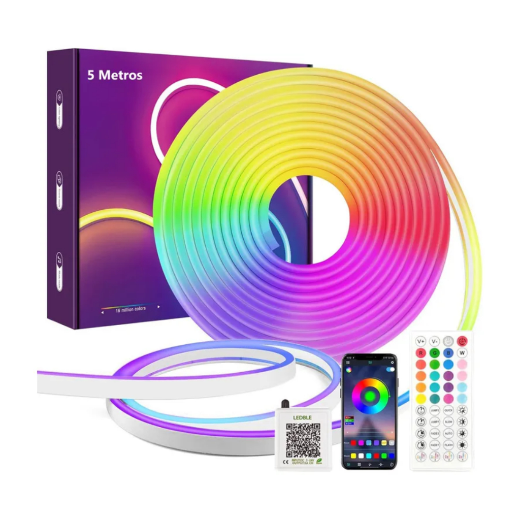 Fita de Led Neon Flexível 5 Metros Rgb Conectividade Bluethooth ...