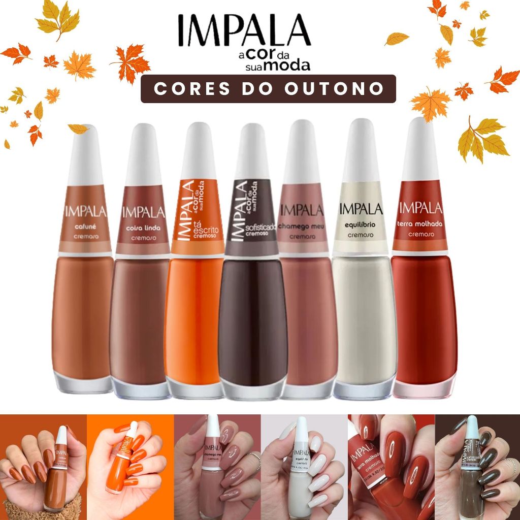 Impala Kit 6 Esmaltes Impala Tons Marrom Laranja Cremoso 7,5ml | Shopee ...