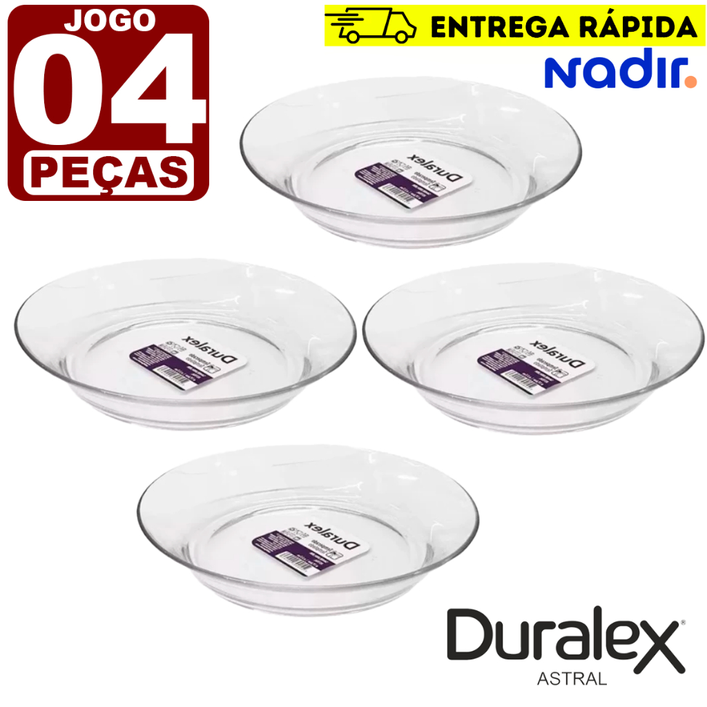 Kit Jogo 4 Pratos Sopa Duralex Astral Vidro Temperado - Nadir Restaurante Buffet | Shopee Brasil