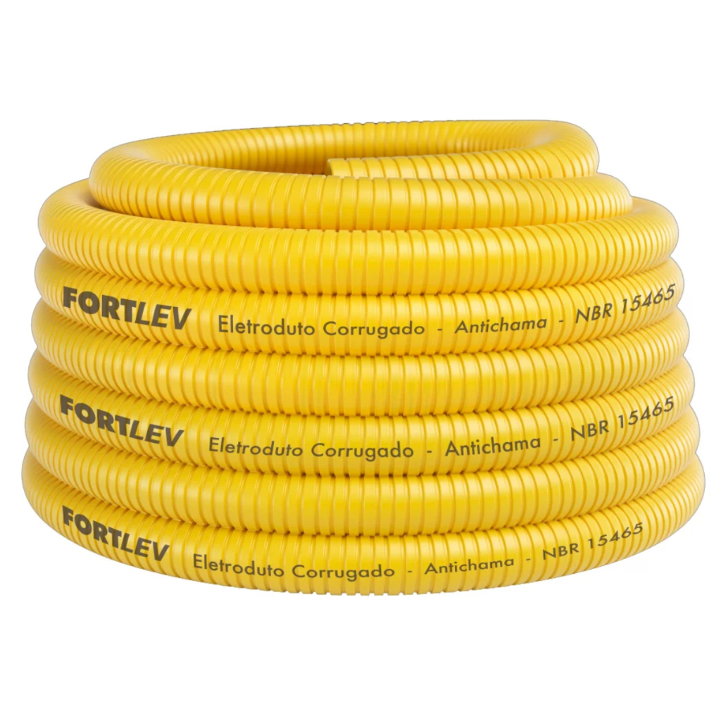 Eletroduto Corrugado Flexível Amarelo 1/2" 25mm Fortlev - 25 Metros ...