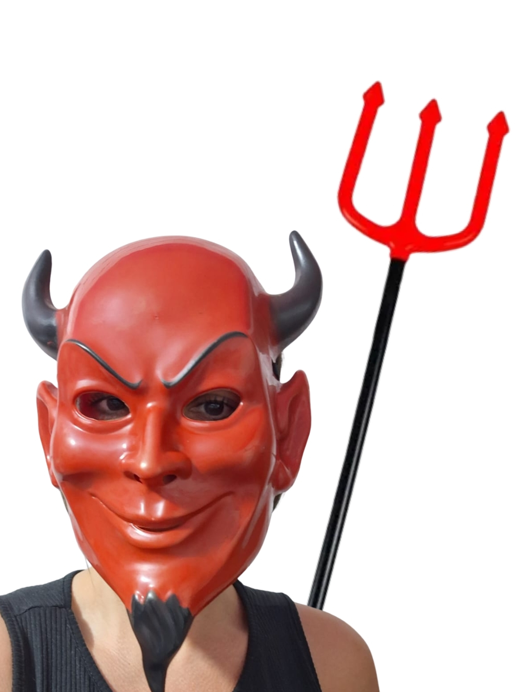 Kit Máscara + Garfo Tridente Halloween Carnaval Lucifer Diabo Capeta ...