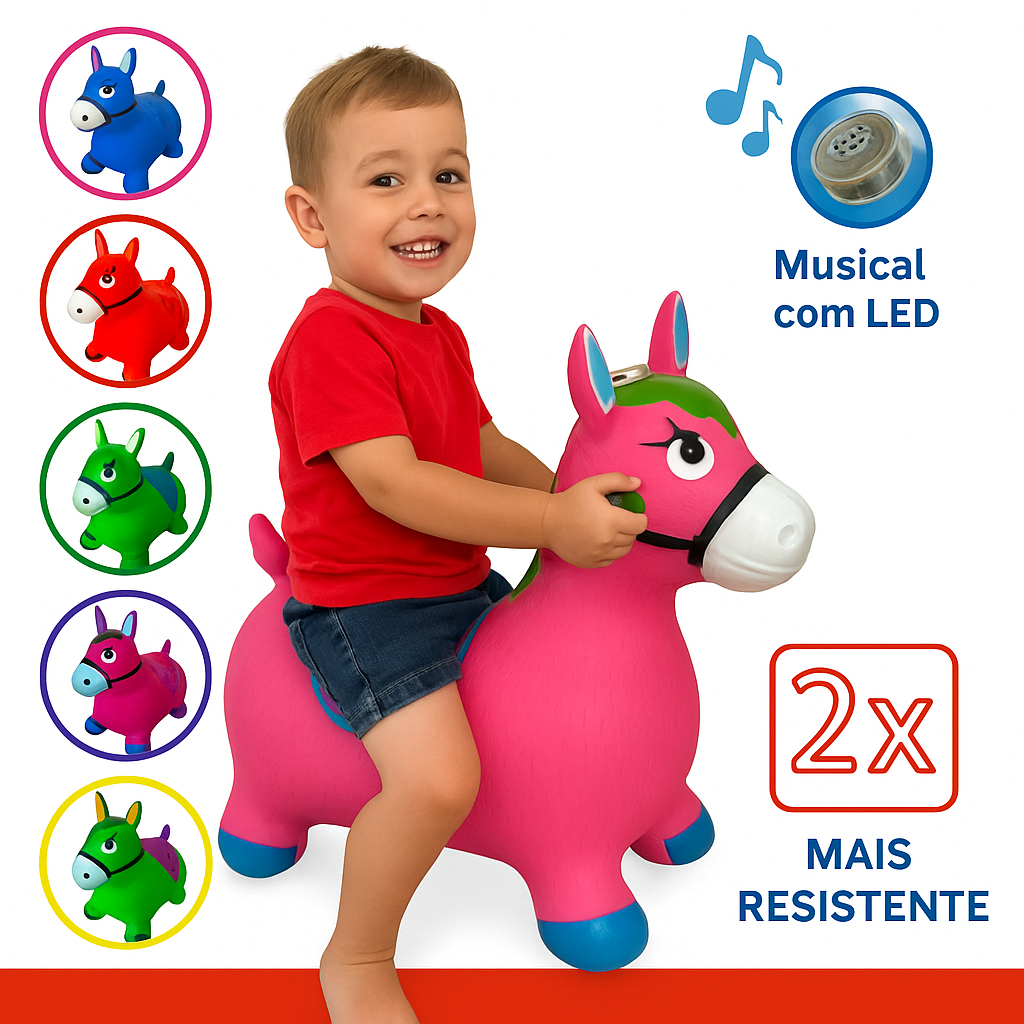 Cavalinho Upa Upa Inflável Infantil Musical com LED – Pula Pula ...