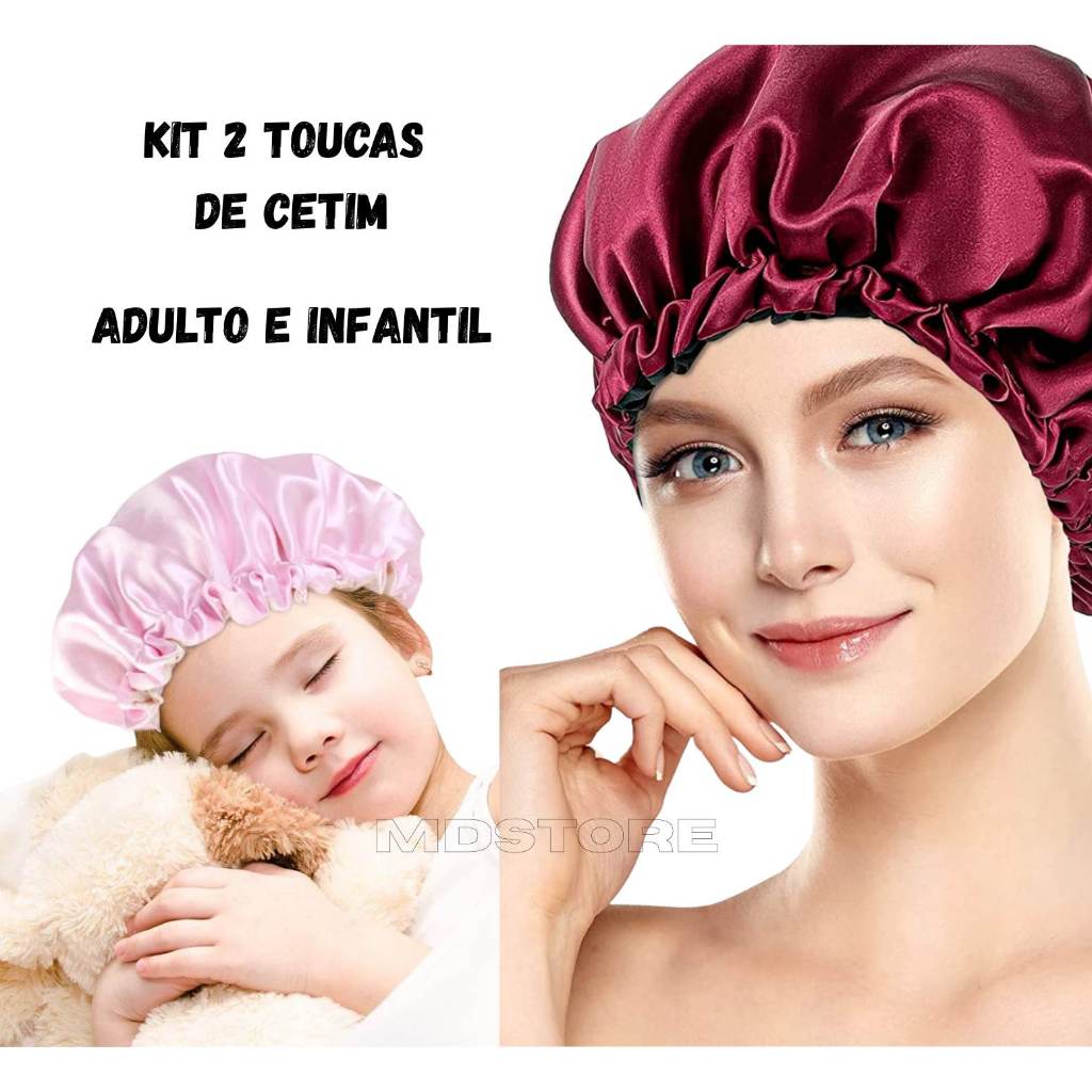 Kit 2 Toucas de Cetim Adulto e infantil | Shopee Brasil
