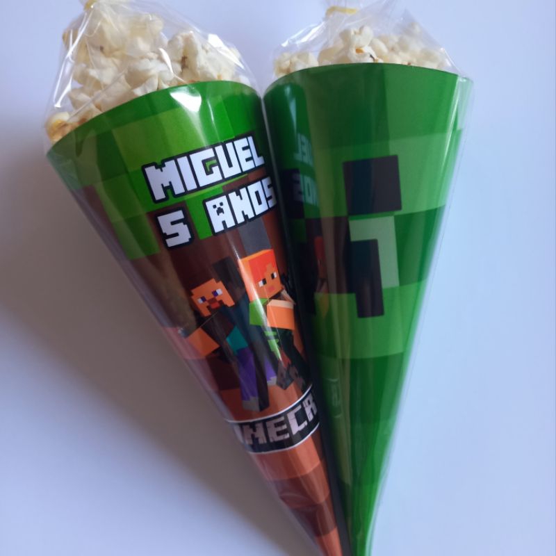 10 cones personalizado minecraft para machimelow e pipoca | Shopee Brasil