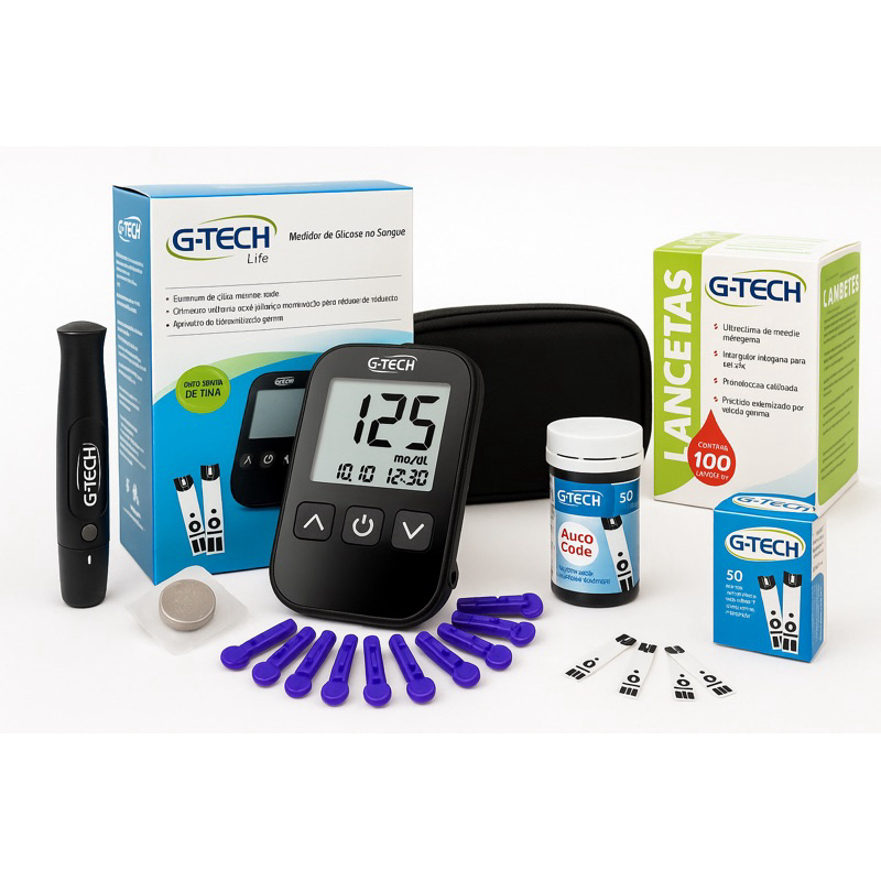 KIT COMPLETO APARELHO MEDIDOR GLICÊMICO MONITOR GLICOMETRO GLICOSÍMETRO ...