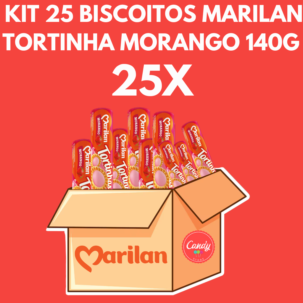 Kit 25 Biscoitos Recheados Marilan Sabor Morango 140g | Shopee Brasil