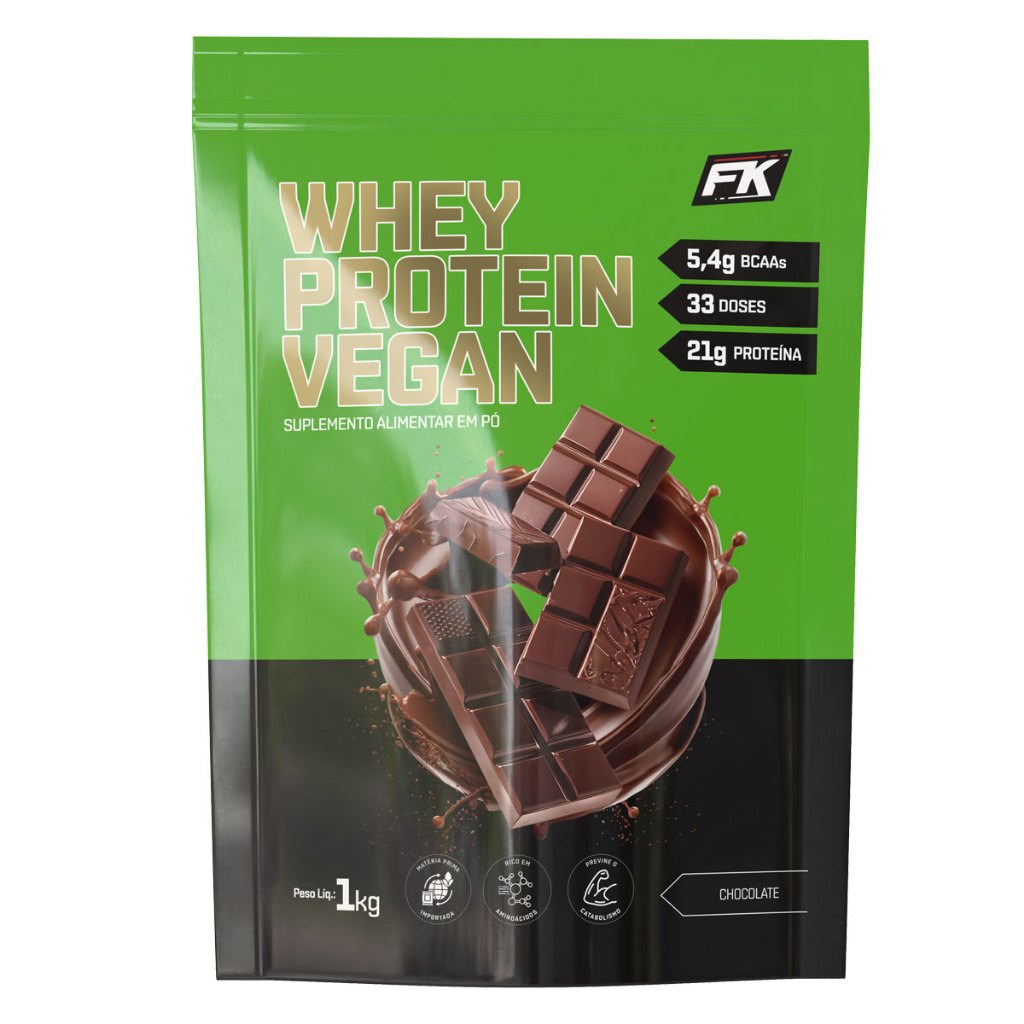 Whey Protein Vegan 1kg FK - Rende 33 doses - Vegan Protein - Whey Protein Vegano - Proteína ...