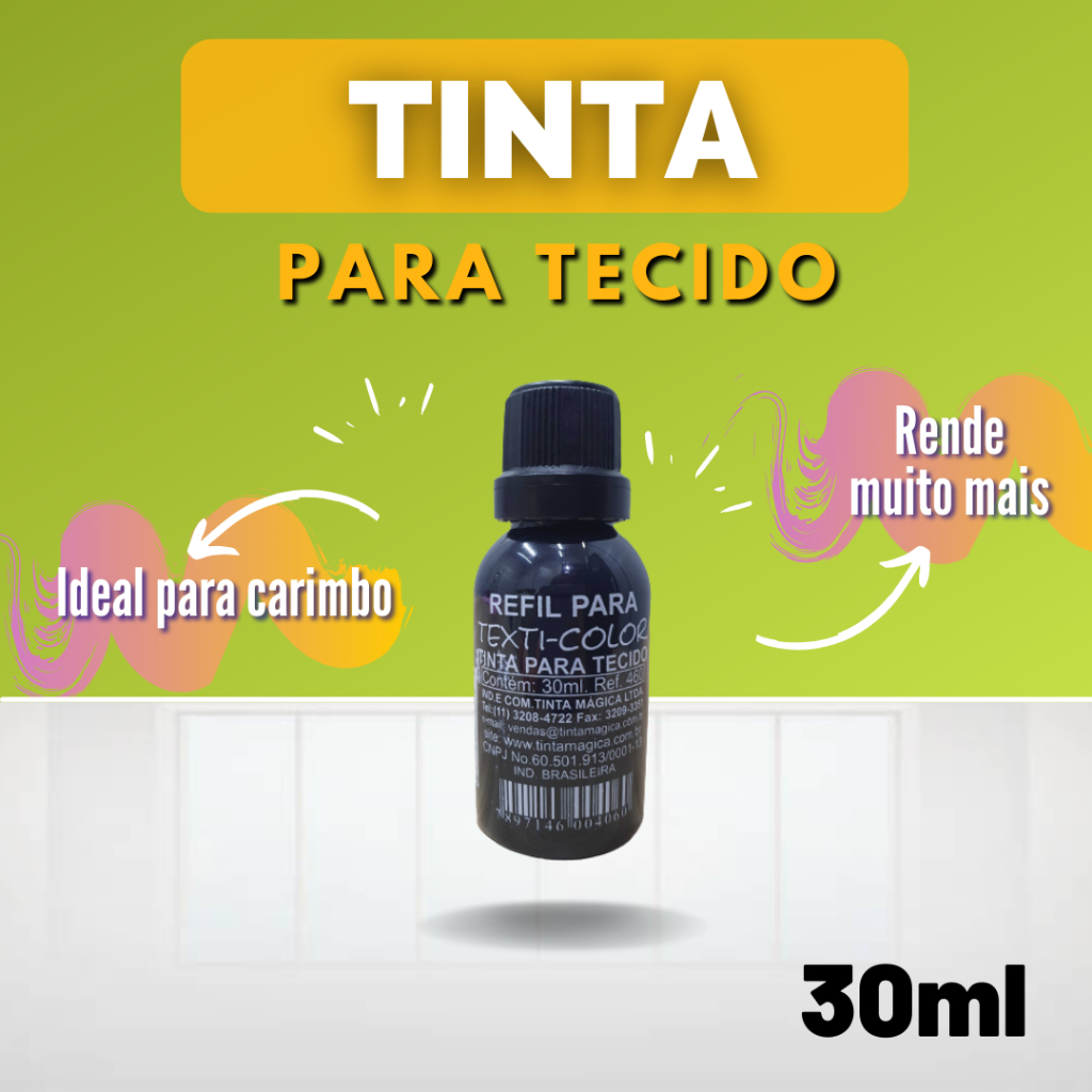 Tinta Preta para tecido 30ml | Shopee Brasil