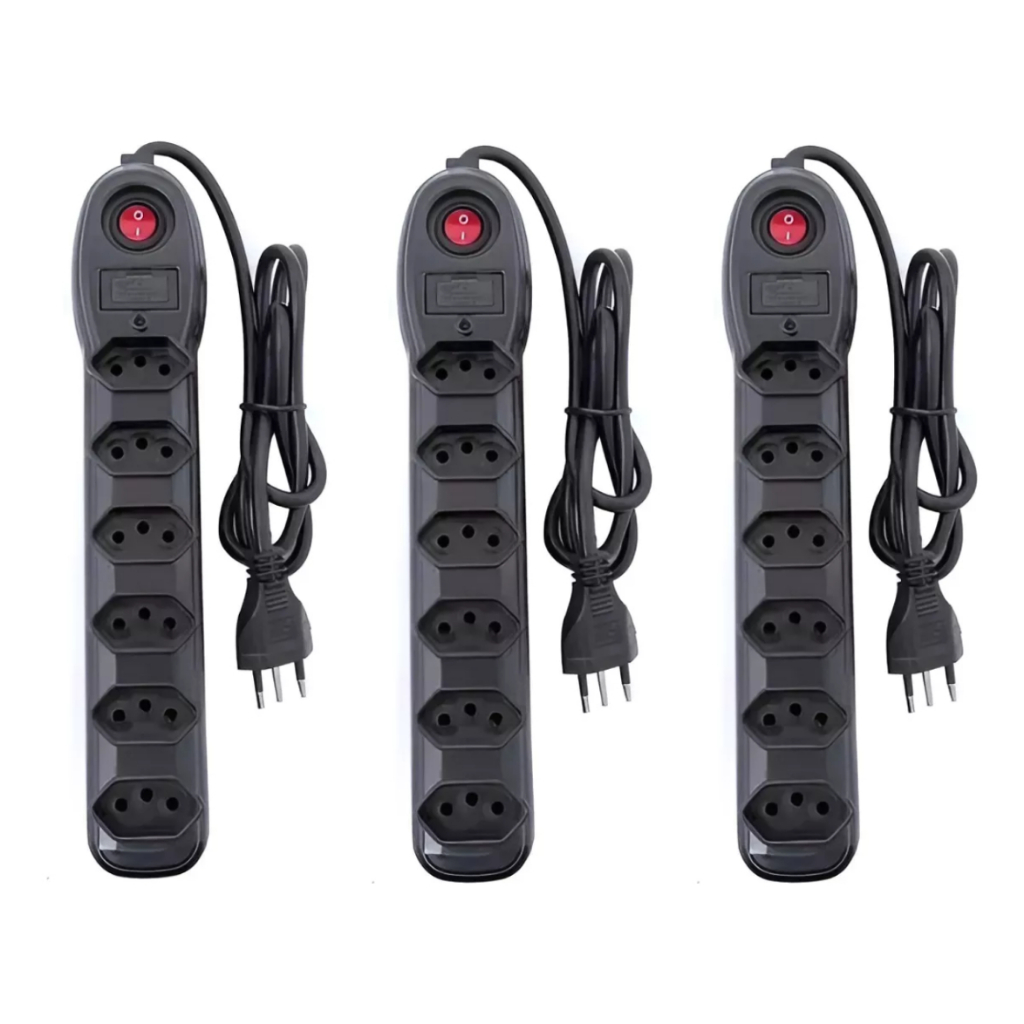 FILTRO DE LINHA REGUA EXTENSAO ELETRICA 6 TOMADAS CABO 3 METROS INMETRO 10 AMP | Shopee Brasil