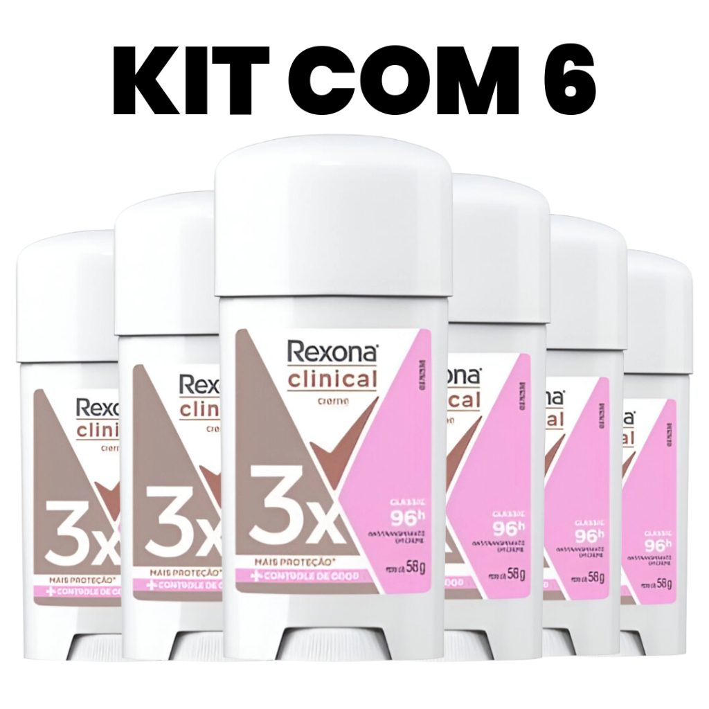 Kit 06 Desodorante Antitranspirante Stick Creme Rexona Clinical Classic ...