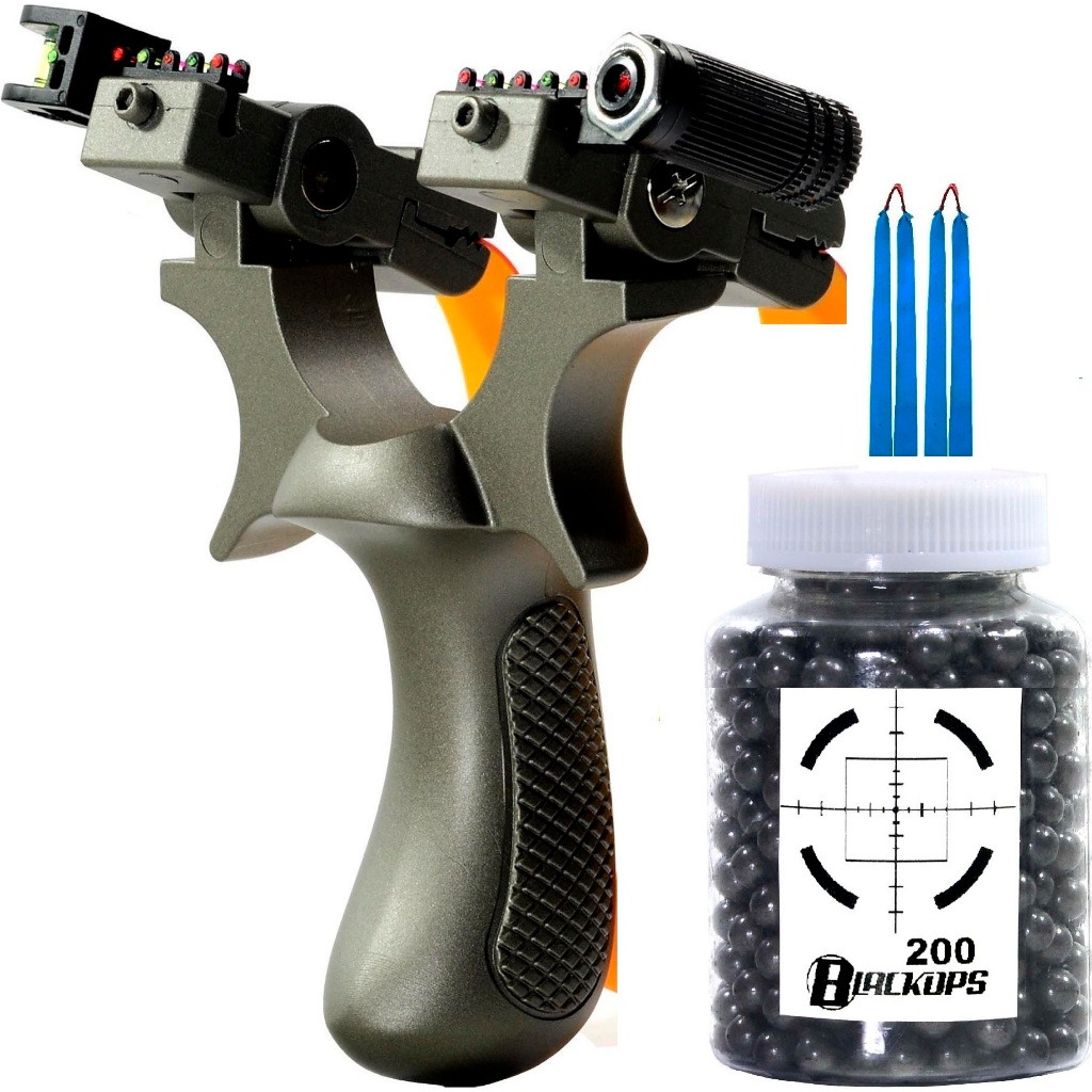 Estilingue Atiradeira Profissional Bodoque M33 BLACK OPS Gray Com Laser ...