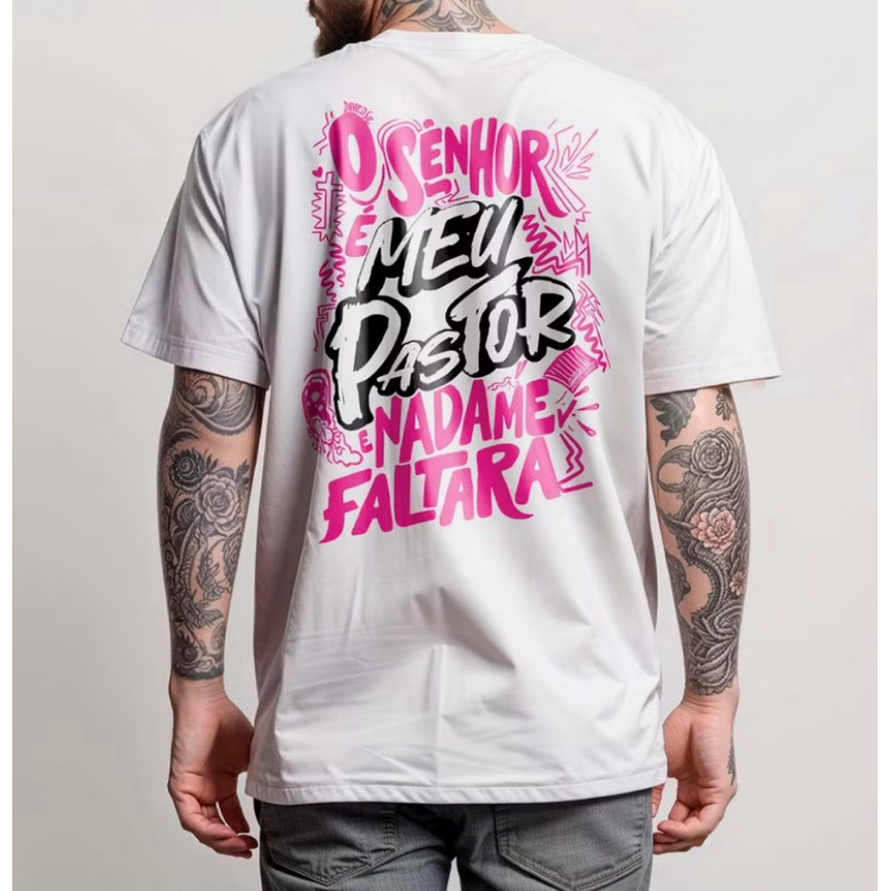 Camiseta Masculina O Senhor é Meu Pastor E Nada Me Faltará 100% Algodão ...