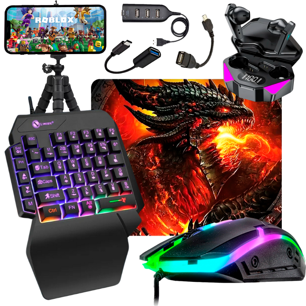 Kit Mobilador Teclado de Uma Mão + Fone De Ouvido Gamer Bluetooth ...