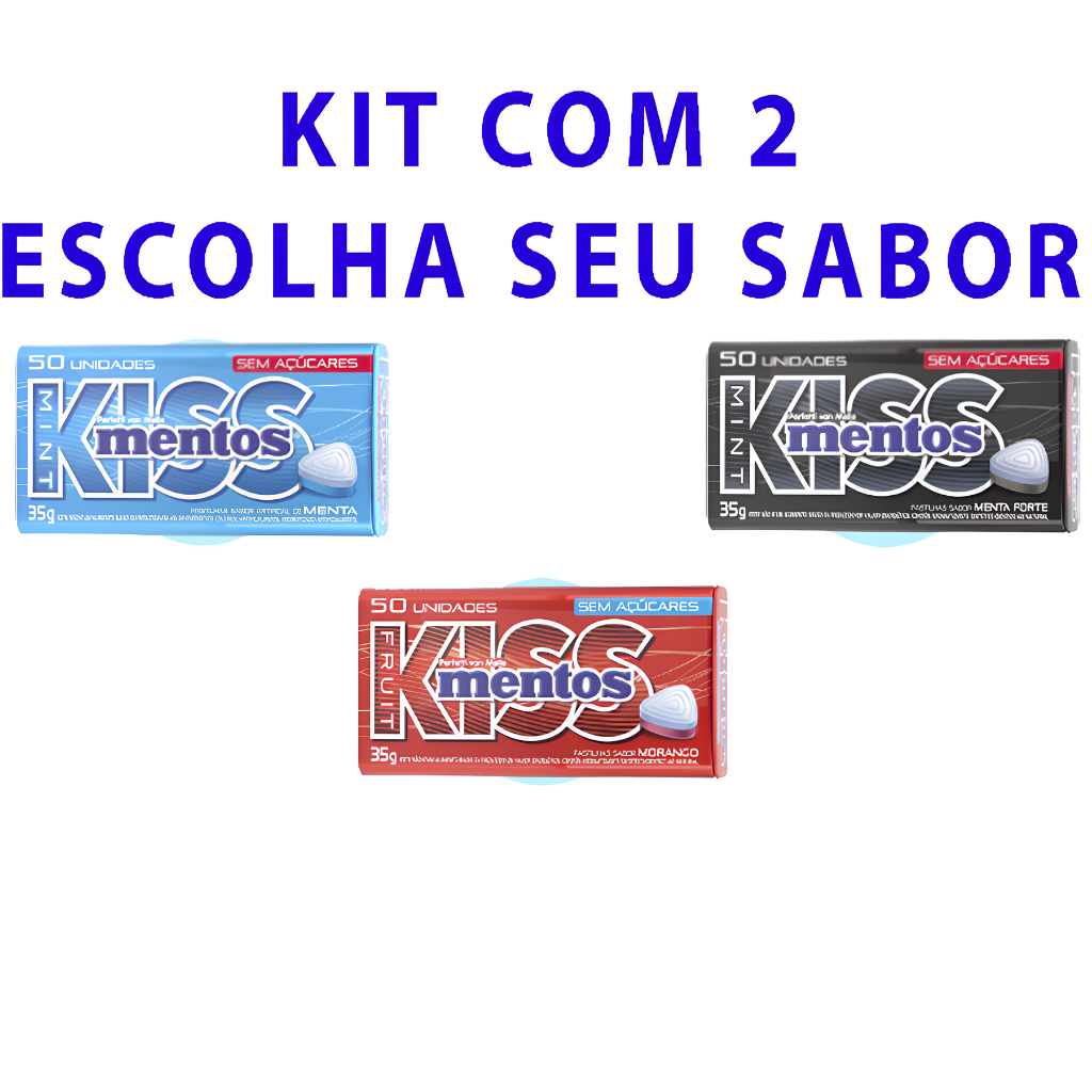 Kit Com 2 Mentos Kiss 50 Pastilhas Cada Lata - MENTOS | Shopee Brasil