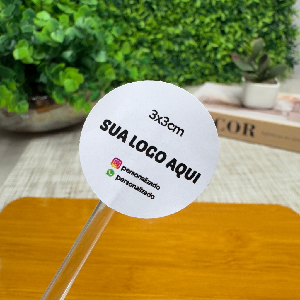 370 unid. Adesivo Personalizado com sua logo/arte 3x3cm Papel Couchê Recorte Eletrônico | Shopee ...