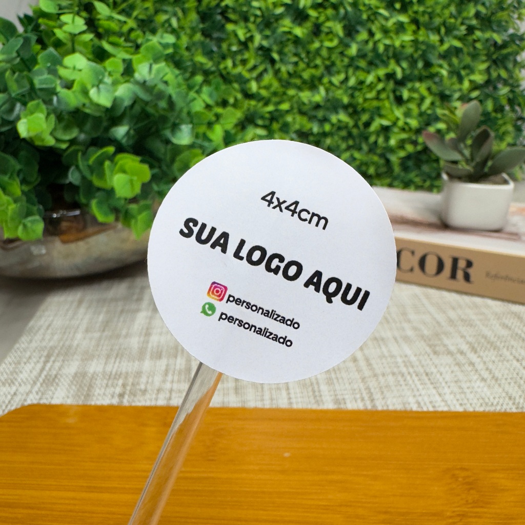 70 unid. Adesivo Personalizado com sua logo/arte 4x4cm Papel Couchê Recorte Eletrônico | Shopee ...