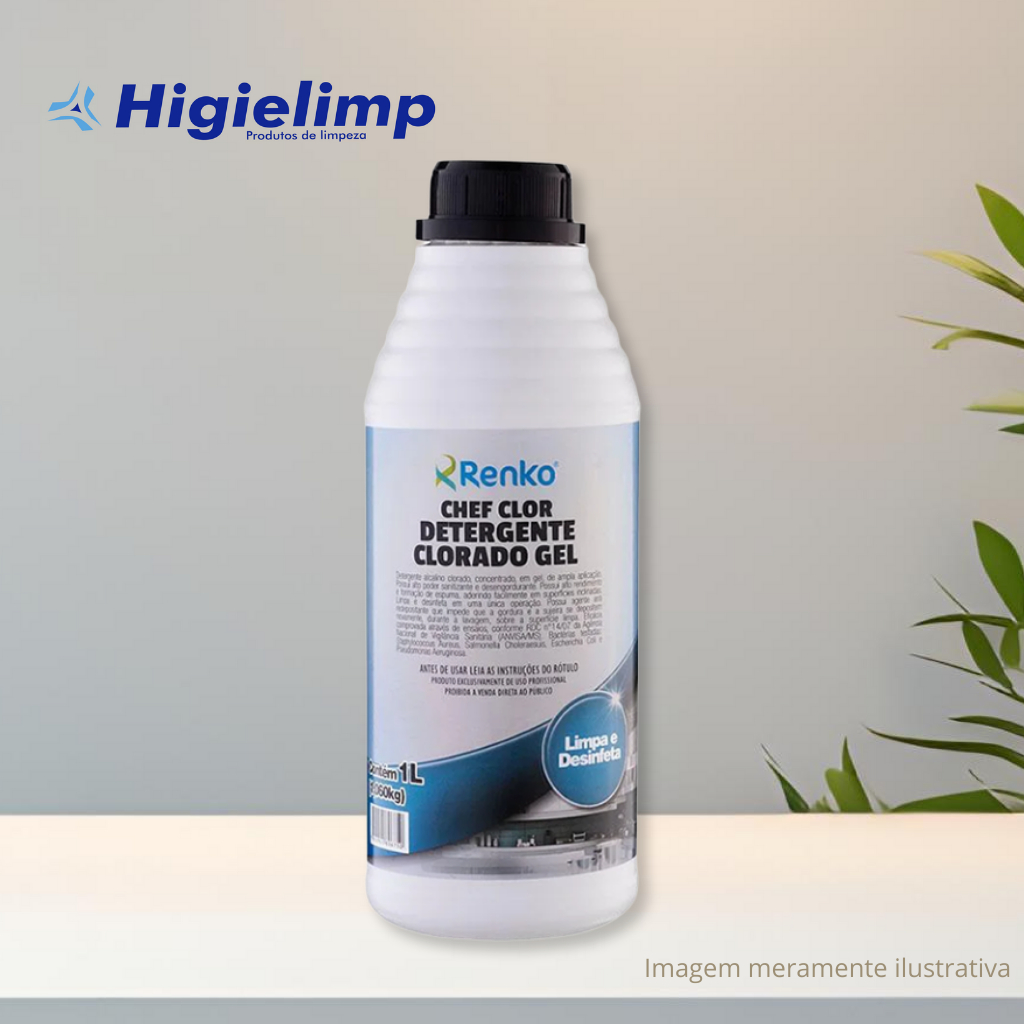 CHEF CLOR DETERGENTE CLORADO EM GEL 1L - RENKO | Shopee Brasil