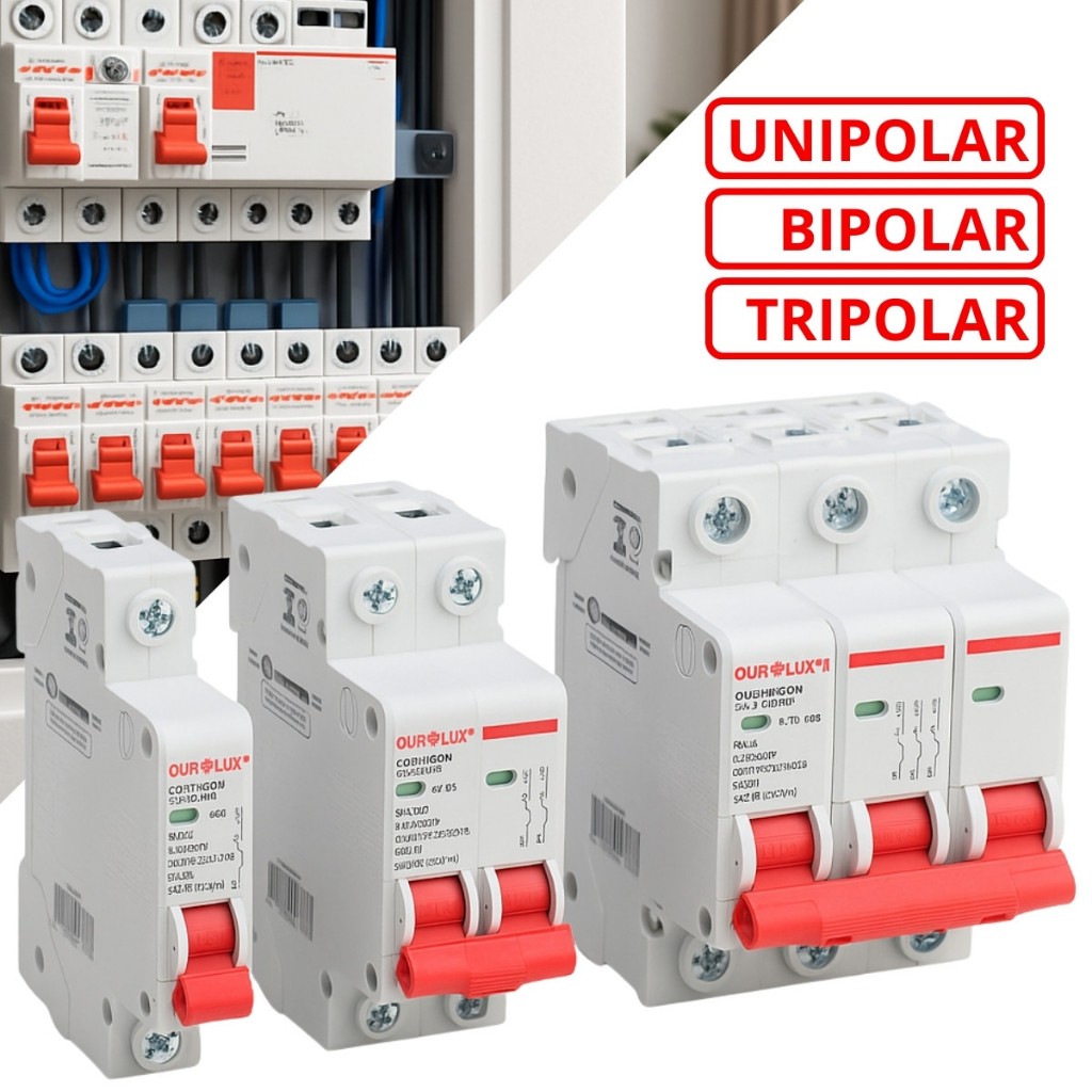 Disjuntor Termomagnético Unipolar Bipolar Tripolar Ourolux 10A 16A 20A ...