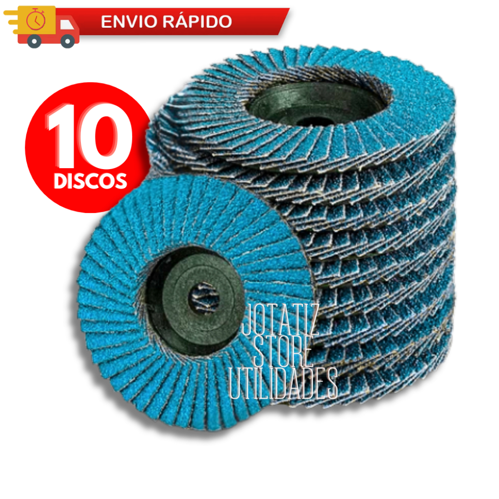 10 Discos Flap Desbaste Lixamento Rebolo Abrasivo 4.1/2'' 115mm 40 60 ...