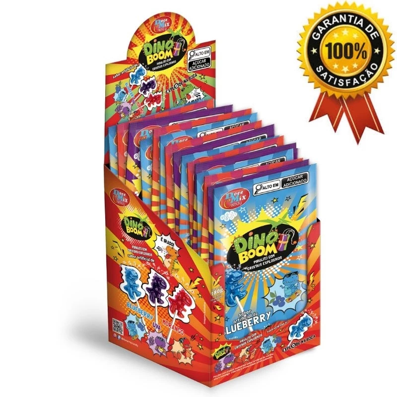 Pirulitos Explosivos Dino Boom 15un x 12g - Doce mix candy | Shopee Brasil