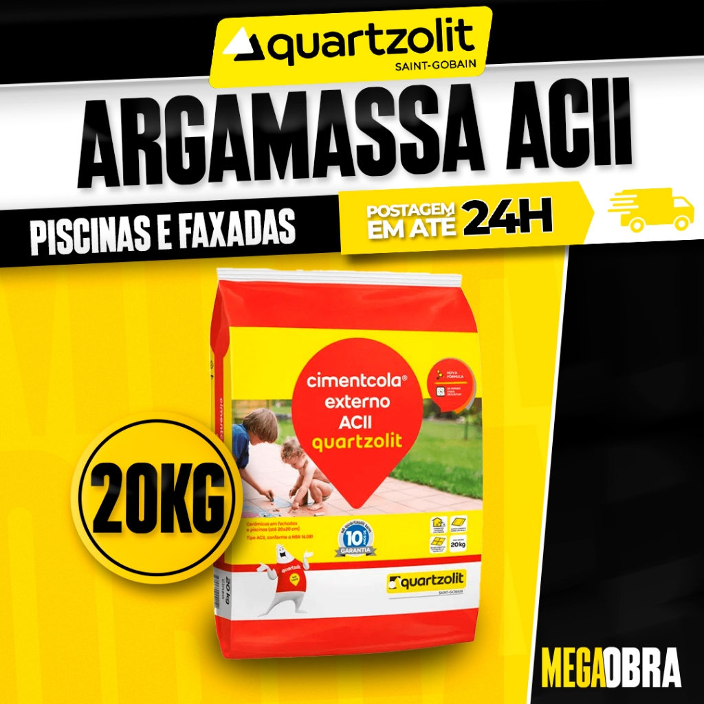 Argamassa ACII Quartzolit Cimentcola Cinza 20kg Ideal Para Áreas ...