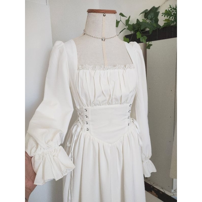 Vestido estilo camponesa vintage | Shopee Brasil