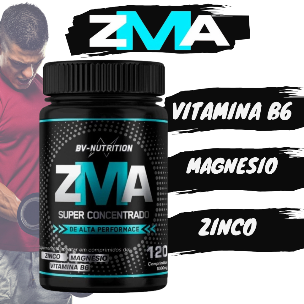 ZMA - Suplemento de Zinco, Magnésio e Vitamina B6 120 compr de 1000mg ...