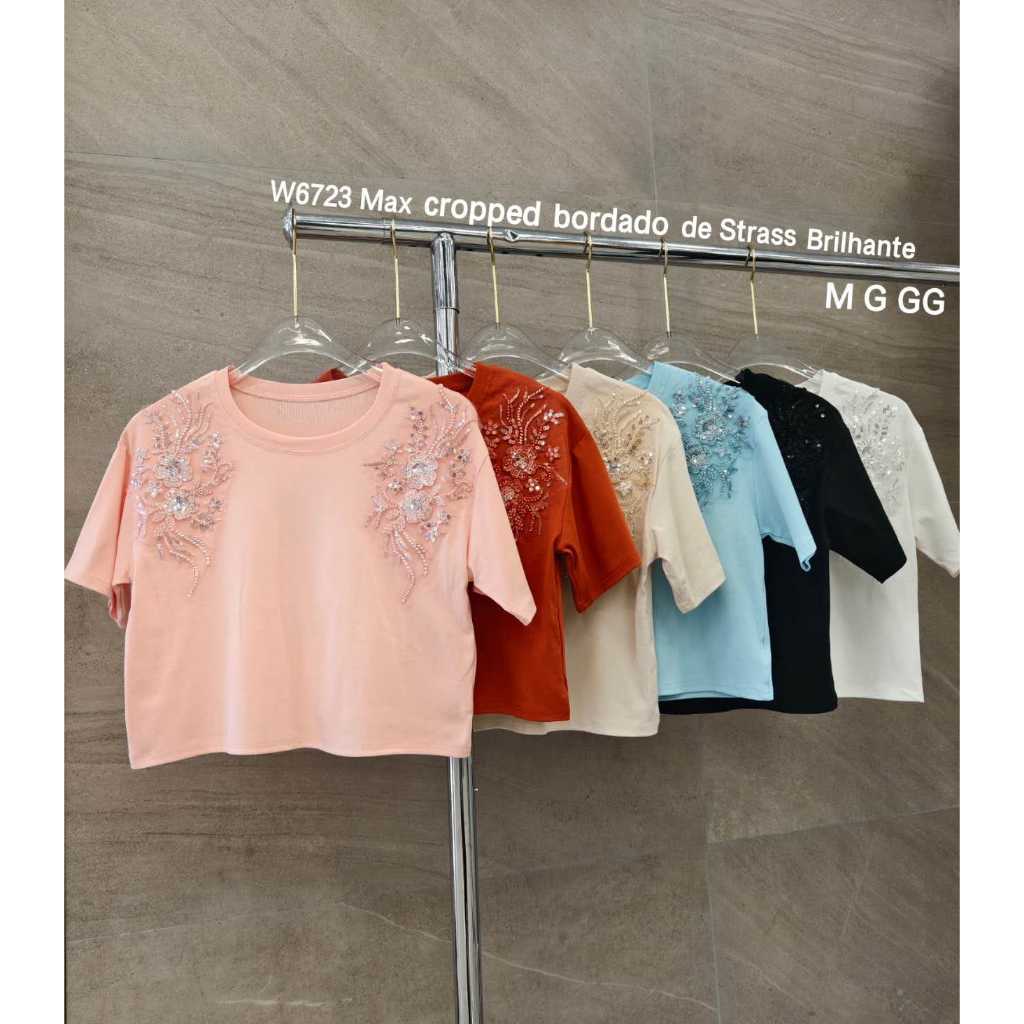 Max cropped Strass Brilhante importado femininas W6723 | Shopee Brasil