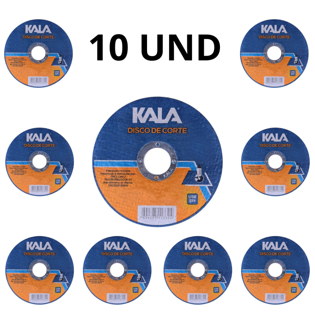 Kit 10 und Unidades Disco de Corte Fino 4.1/2" (115mm x 1mm) Ferro/Inox ...