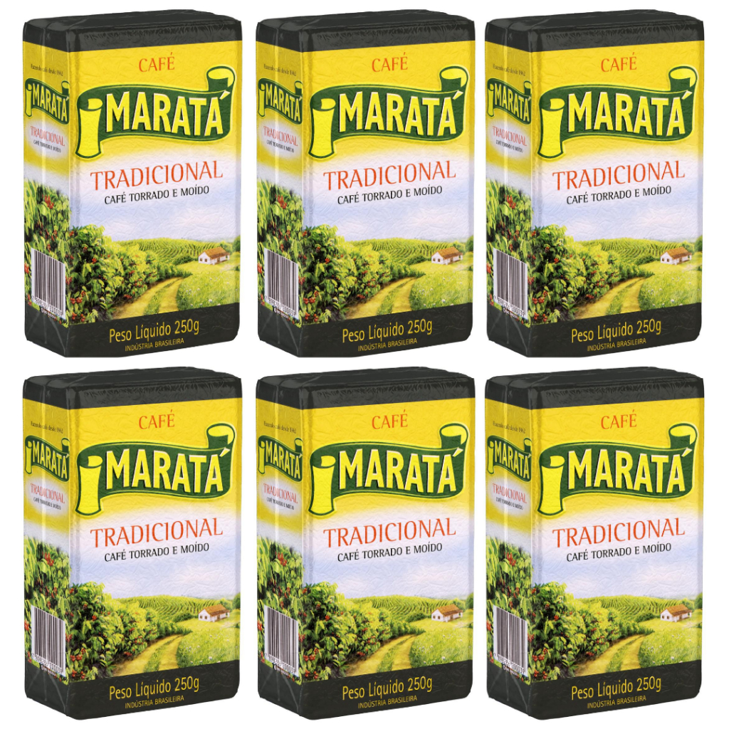 Kit 6 Unidades Café Maratá Tradicional 250g Pacote A Vácuo Torrado e ...