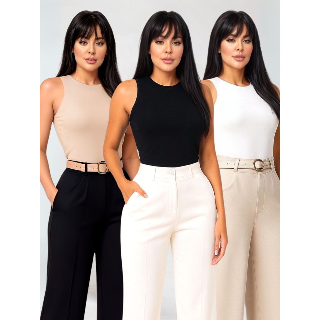 KIT 3 Blusa Feminina Basica Elegante Classica Social Chique Fashion ...