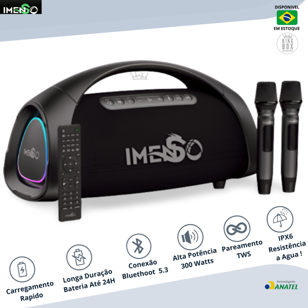 Caixa de Som Potente Imenso X73 Bluetooth 300W Estilo Boombox Portátil ...