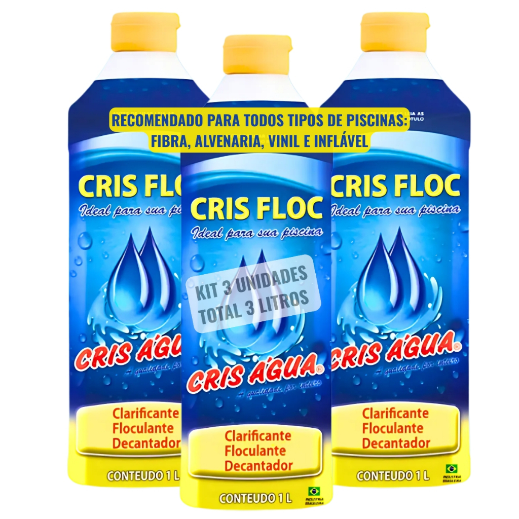 Kit 3 Cris Agua Clarificante Decantador Cris Floc Floculante Para ...