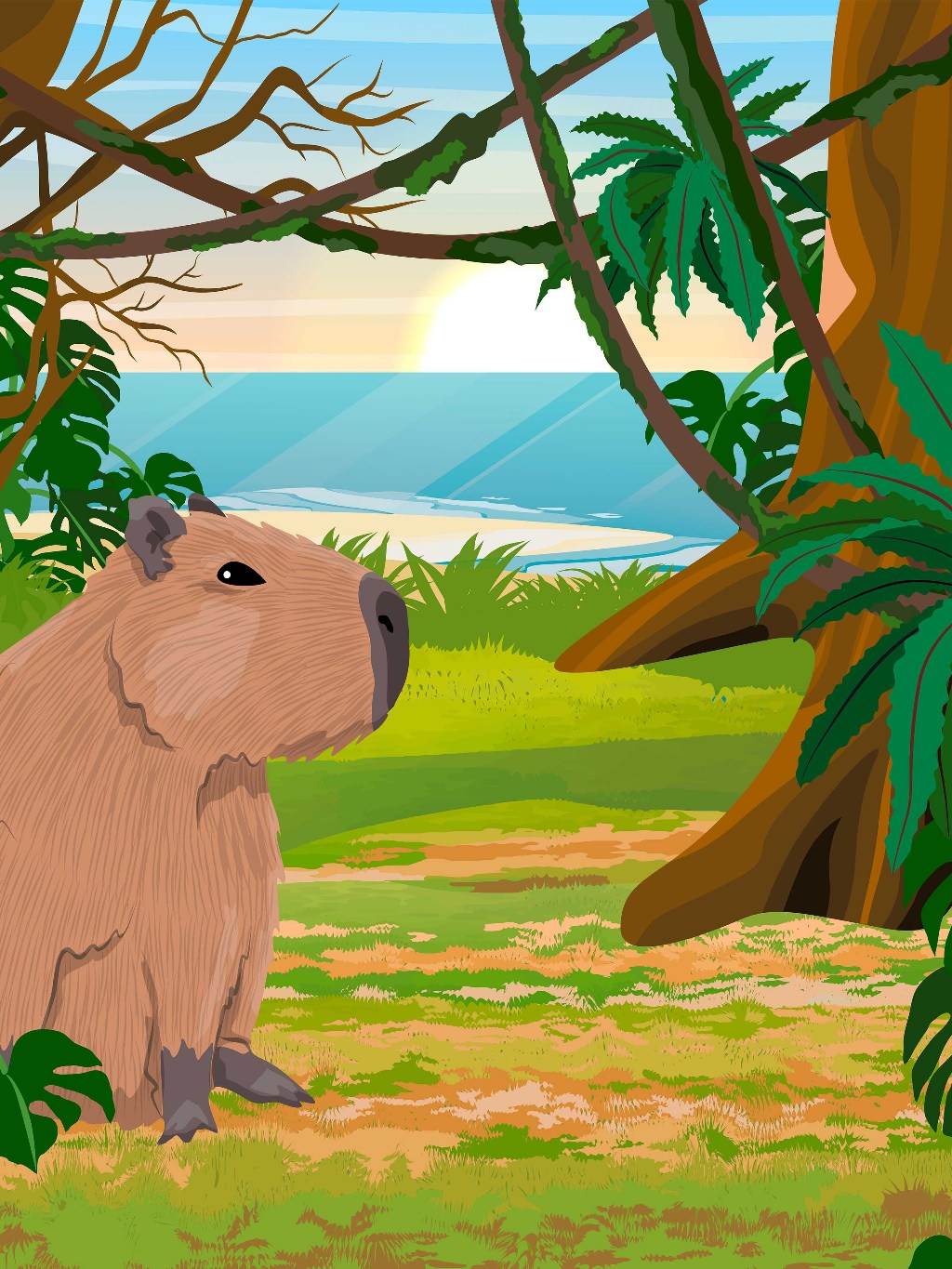 PAINEL RETANGULAR CAPIVARA 5 - TECIDO SUBLIMADO COM CORTE A LASER ...