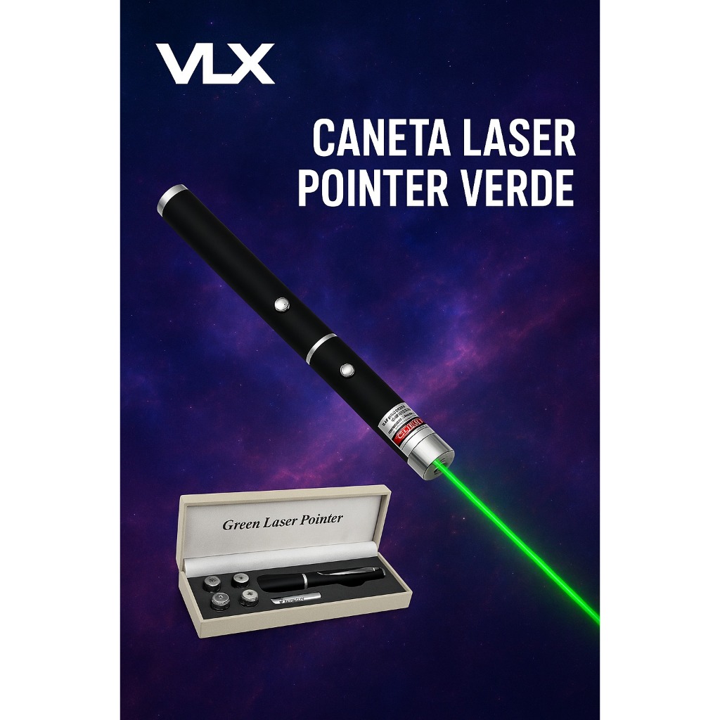 Caneta Laser Pointer Verde Multifuncional com Lanterna – Alta Potência ...