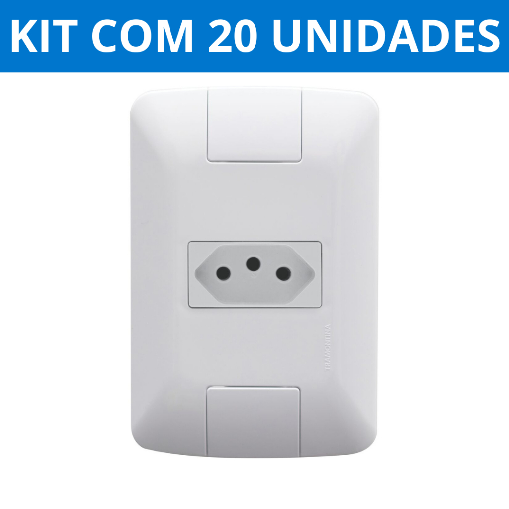 Kit 20 Tomadas Conjunto Simples 10A 4x2 Linha Aria Branca Tramontina ...