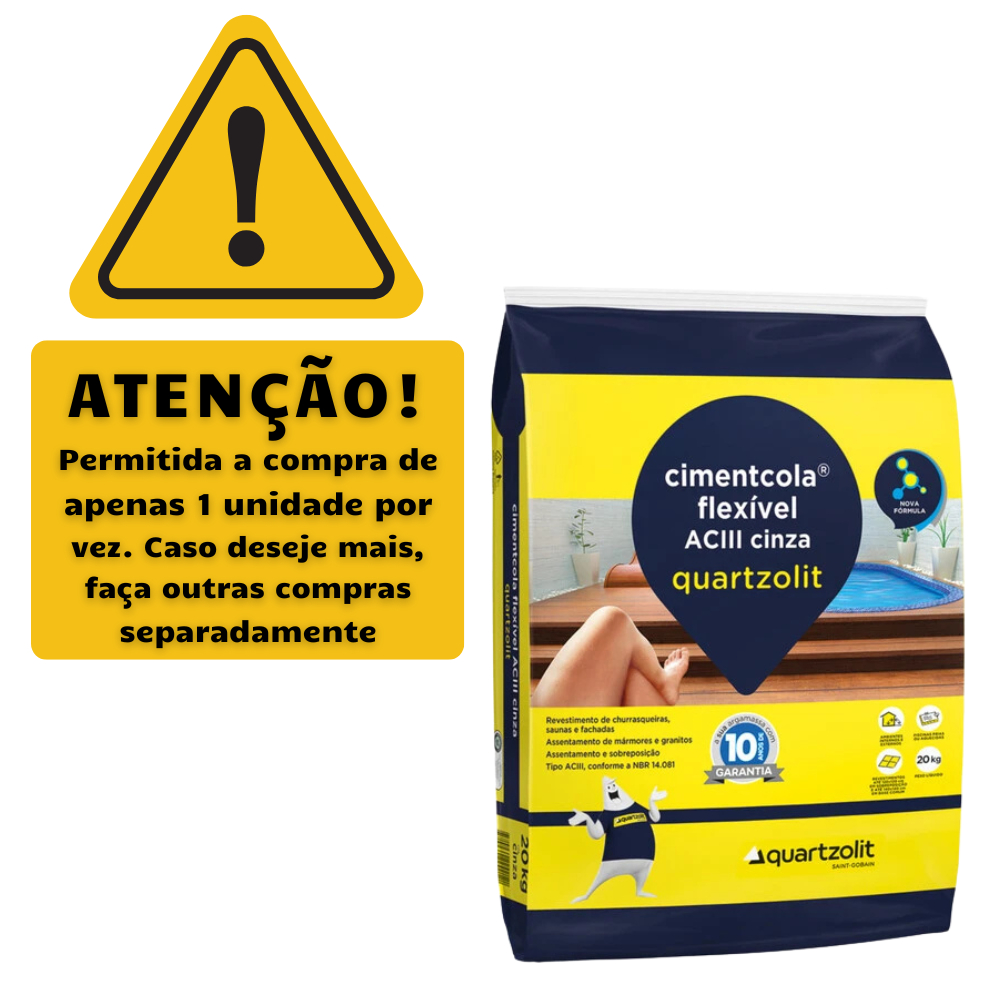 Argamassa AC3 Externa Flexível Cinza 20kg - Quartzolit | Shopee Brasil