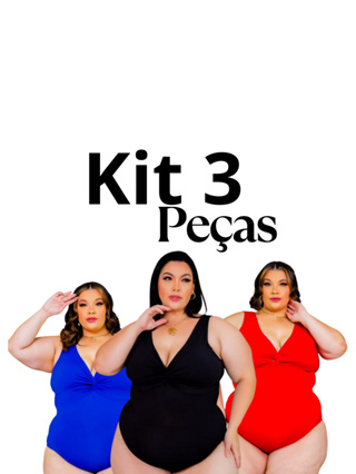 Kit C3 Maiô Body Plus Size Feminina Costa Nua Alça Larga Moda Praia ...