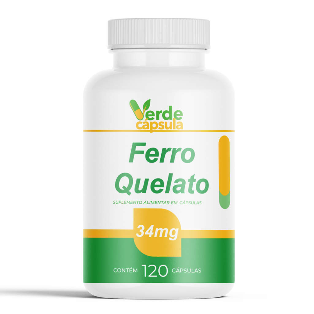 Ferro Quelato 243% 120 Cápsulas - Bisglicinato Ferroso 34mg - Verde ...