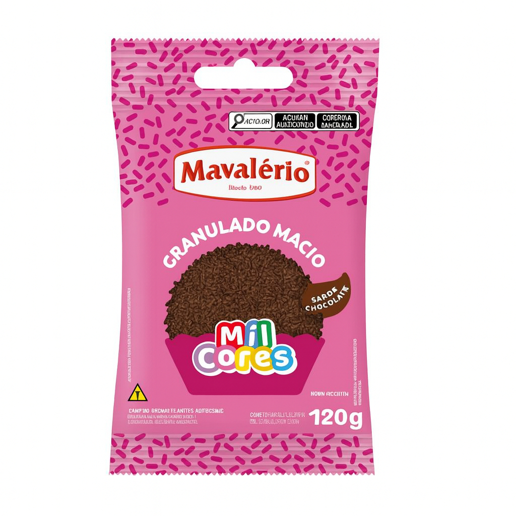 Granulado Macio Sabor Chocolate Mil Cores 120g Mavalério | Shopee Brasil