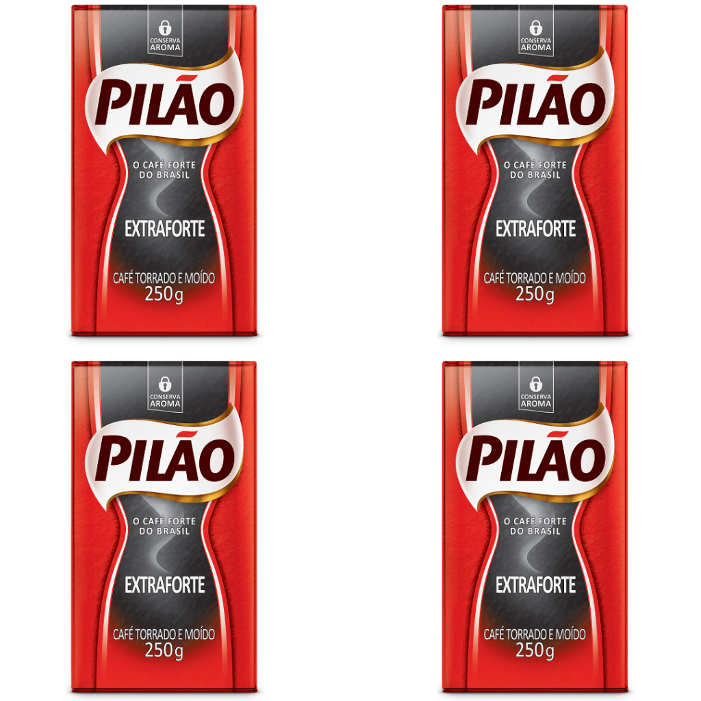 4 Unidades Café Pilão Extra Forte 250g Em Pó Pacote A Vácuo Kit Refil ...